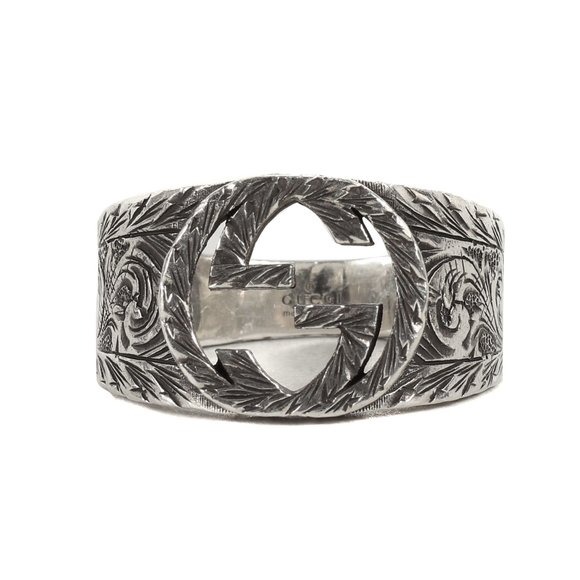 Gucci | Jewelry | Gucci Size 22 Interlocking G Arabesque Ring Ag925 ...
